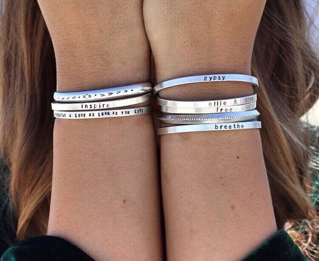 Hand Stamped Secret Message Bracelets, Inspirational Jewelry, Custom ...