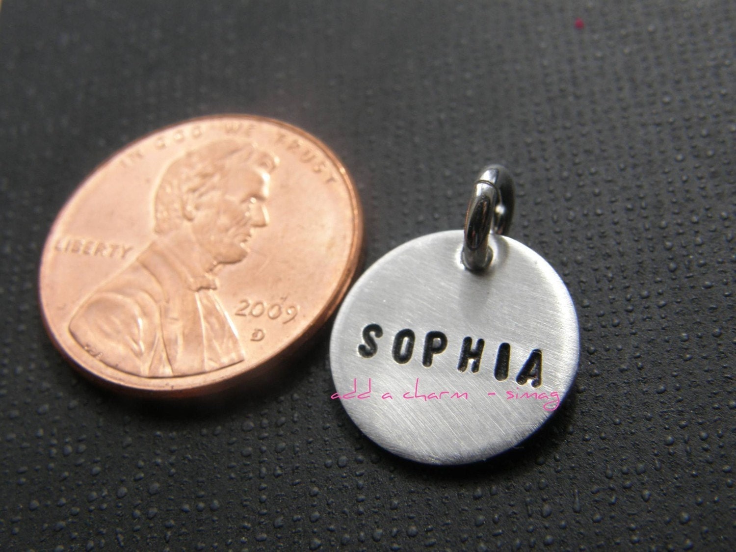 Your Names - Your Words Stamped in CURSIVE on HAMMERED Sterling Silver ...