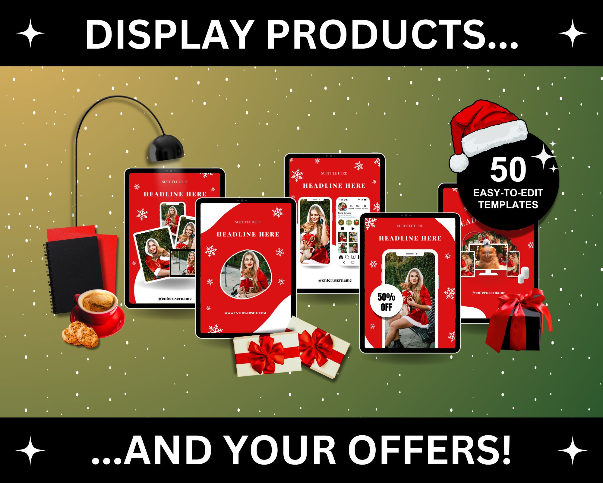 Editable Christmas Templates for Pinterest, Festive Pins, MRR & PLR ...