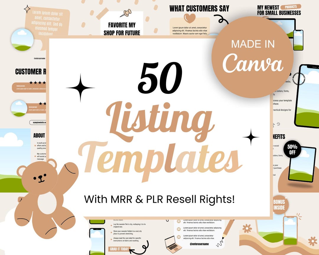 MRR PLR Etsy Listing Mockups | Customizable Product Templates - Etsy