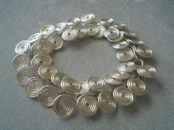 Sterling Silver Wire Coil Bracelet - Gem