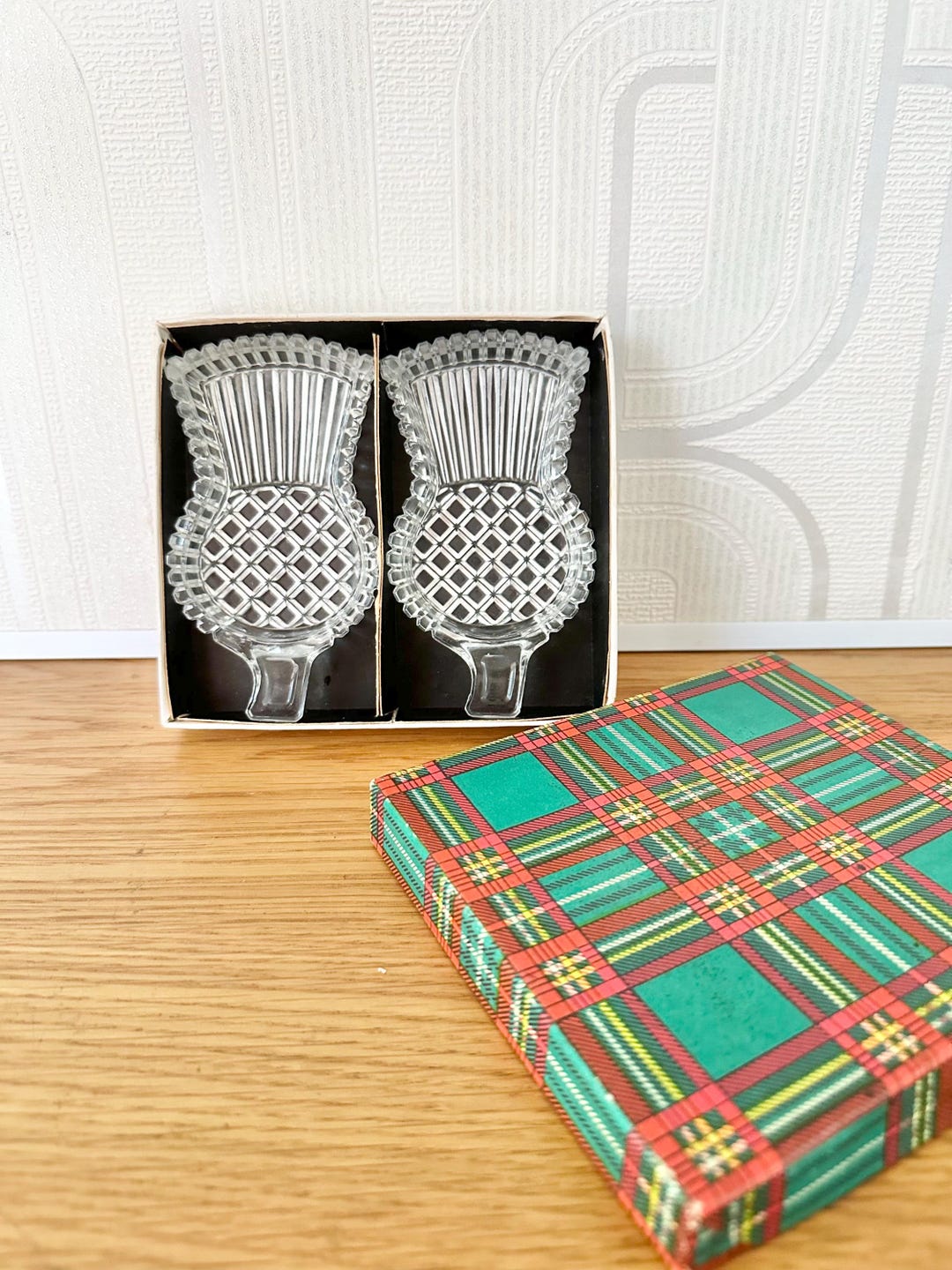 Boxed Vintage Glass Thistle Dishes - Etsy