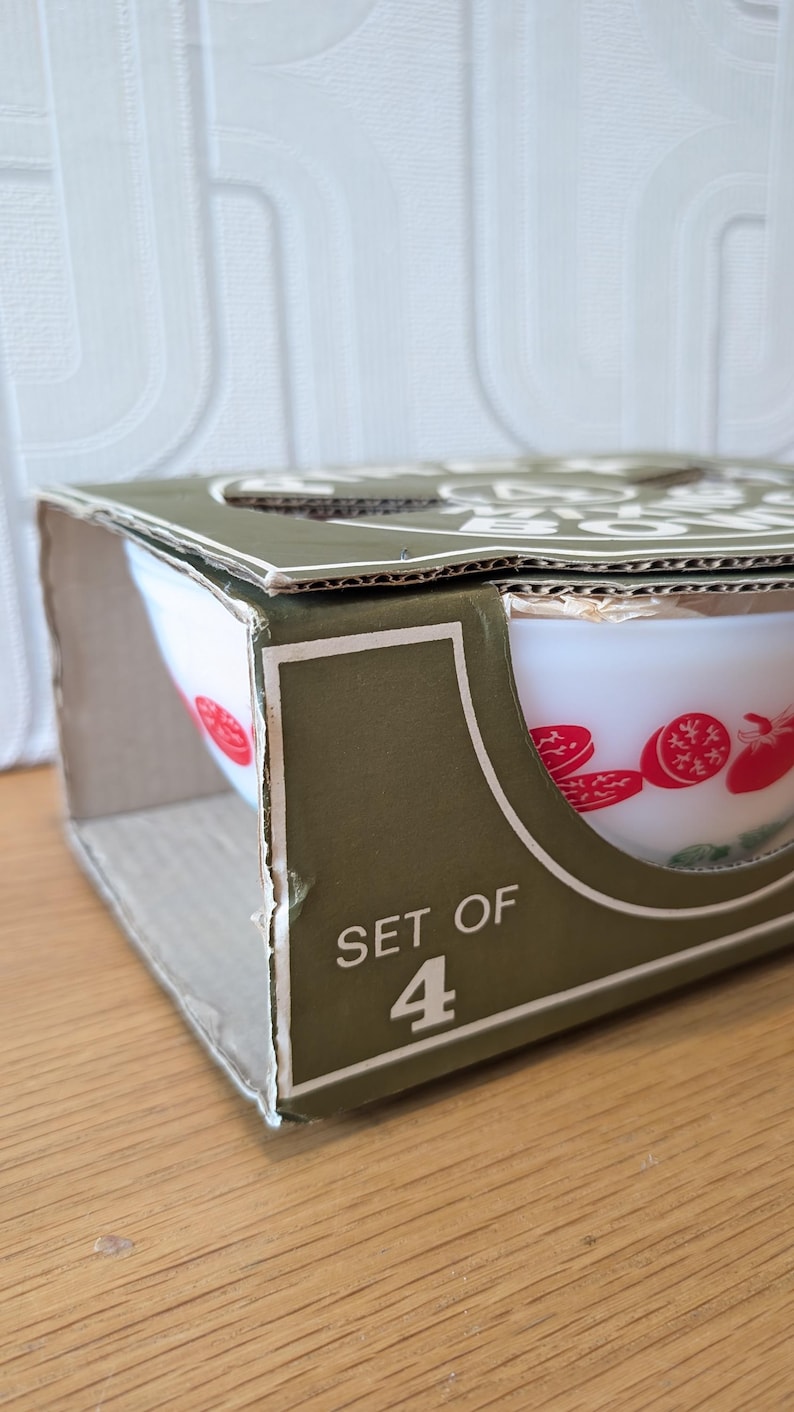 RARE UNBOXED Vintage Agee Crown Pyrex Tomato Harvest Mixing Bowl Set ...