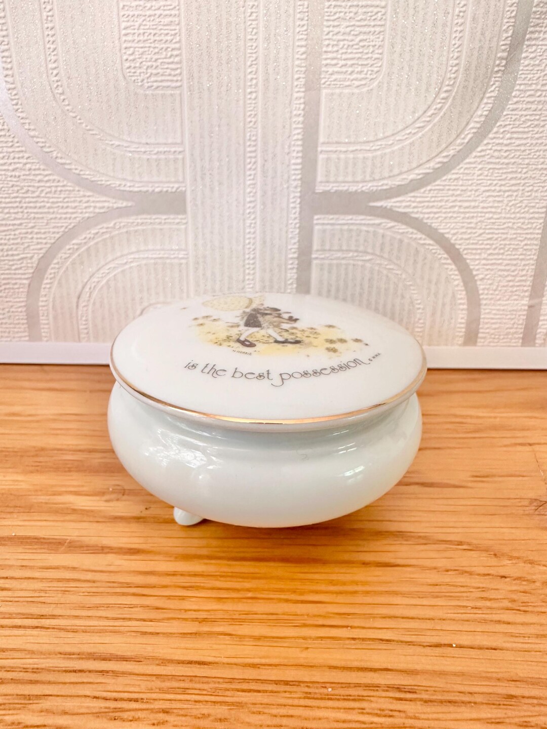 Vintage 1970s Holly Hobbie Trinket Box, Gold Rimmed Decorative Bowl - Etsy