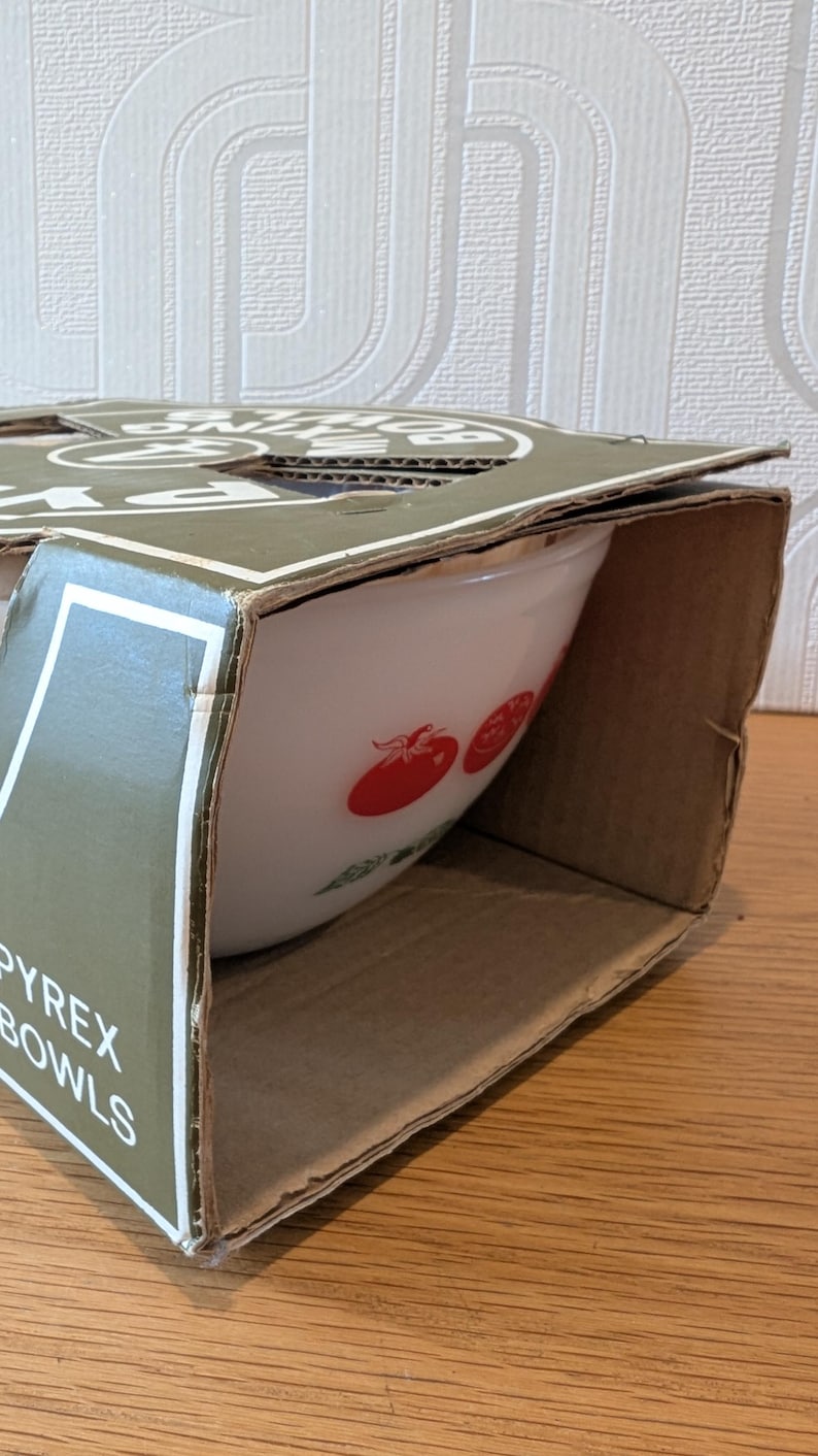 RARE UNBOXED Vintage Agee Crown Pyrex Tomato Harvest Mixing Bowl Set ...