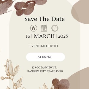 Beige Theme Wedding Video Invitation With Music, Animated, Digital ...