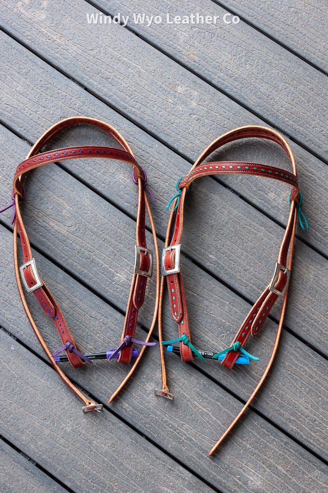 Custom Handmade Chestnut Bridle Leather Buckstitched Browband Headstall ...