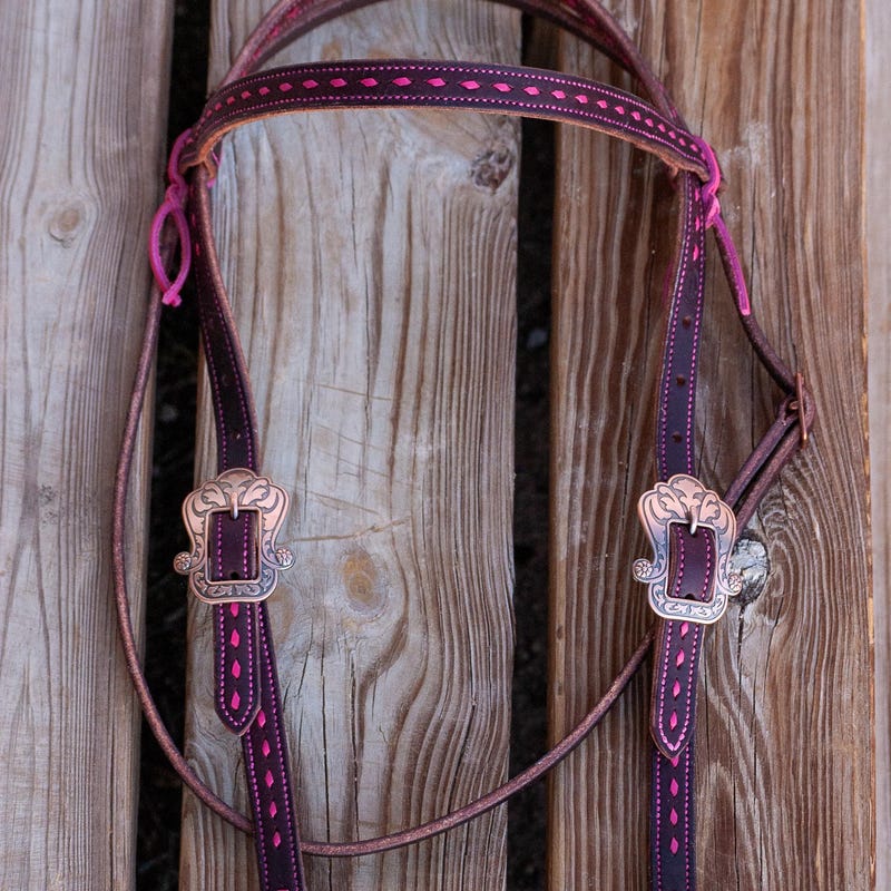 Pink and Purple Headstall - Etsy