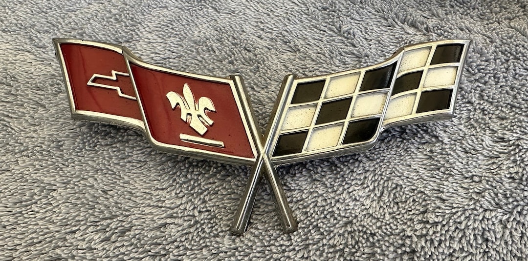 Vintage 1977 Corvette Cross Flags Emblem - Etsy