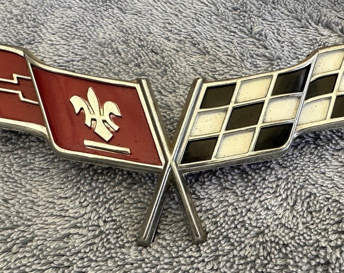 Vintage 1977 Corvette Cross Flags Emblem - Etsy