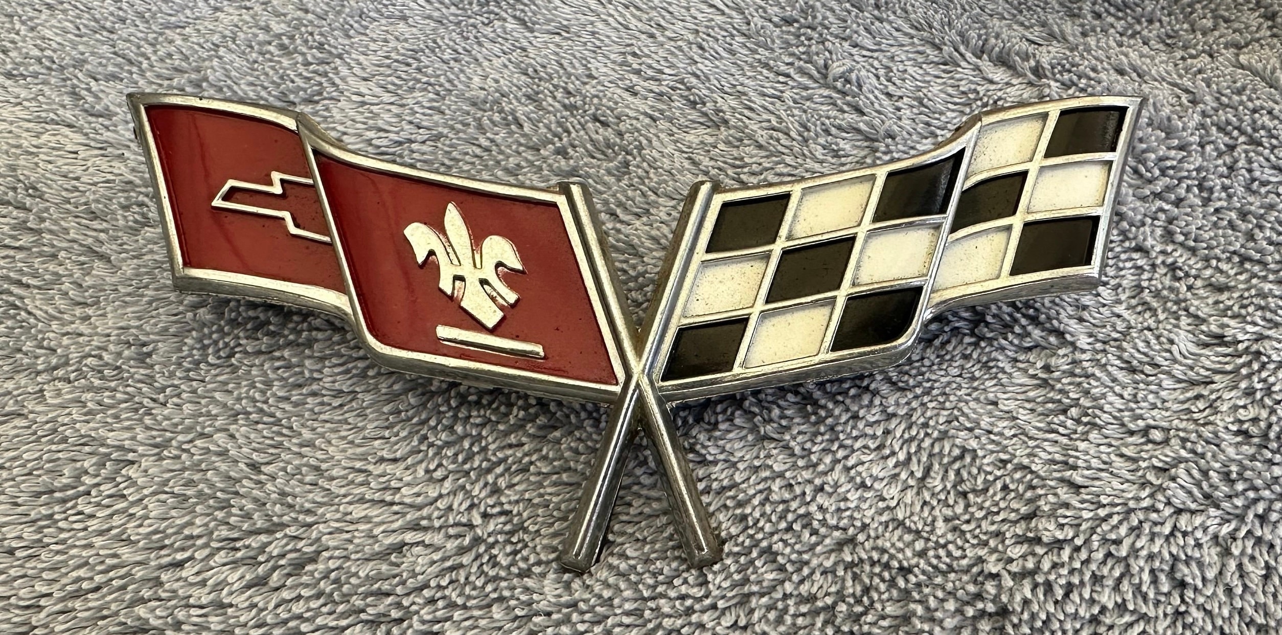 Vintage 1977 Corvette Cross Flags Emblem - Etsy