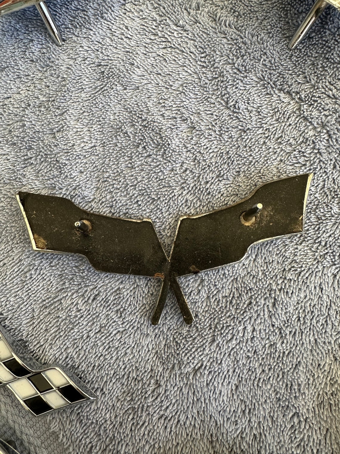 Vintage 1977 Corvette Cross Flags Emblem - Etsy