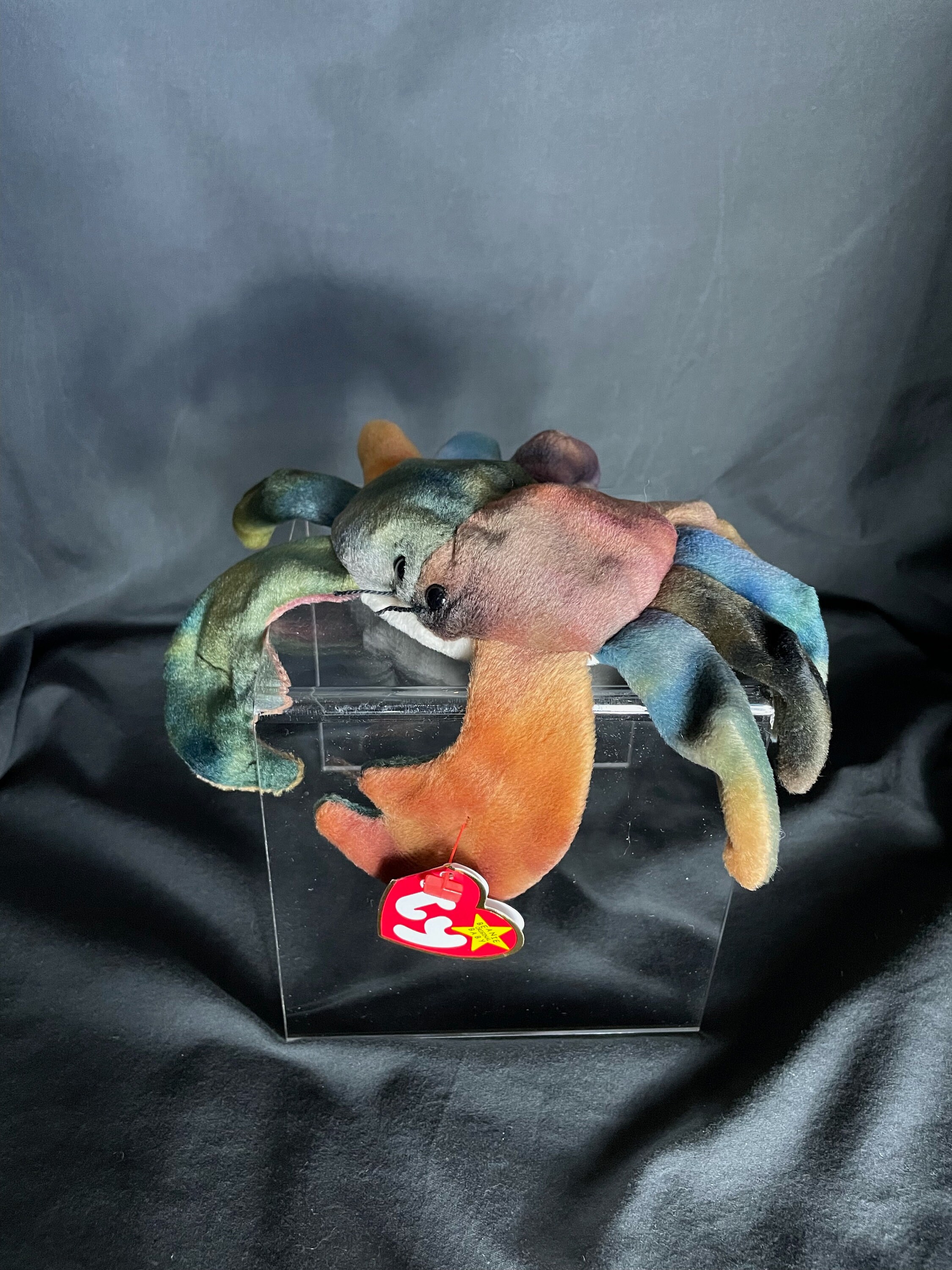 Rare TY Original Beanie Baby CLAUDE the Tie-dyed CRAB 1997 Retired W ...