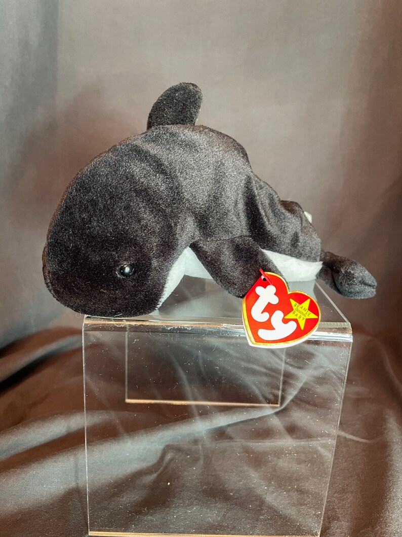 Rare TY Beanie Baby WAVES the (ORCA) Whale 1996 Retired W/original Tag ...