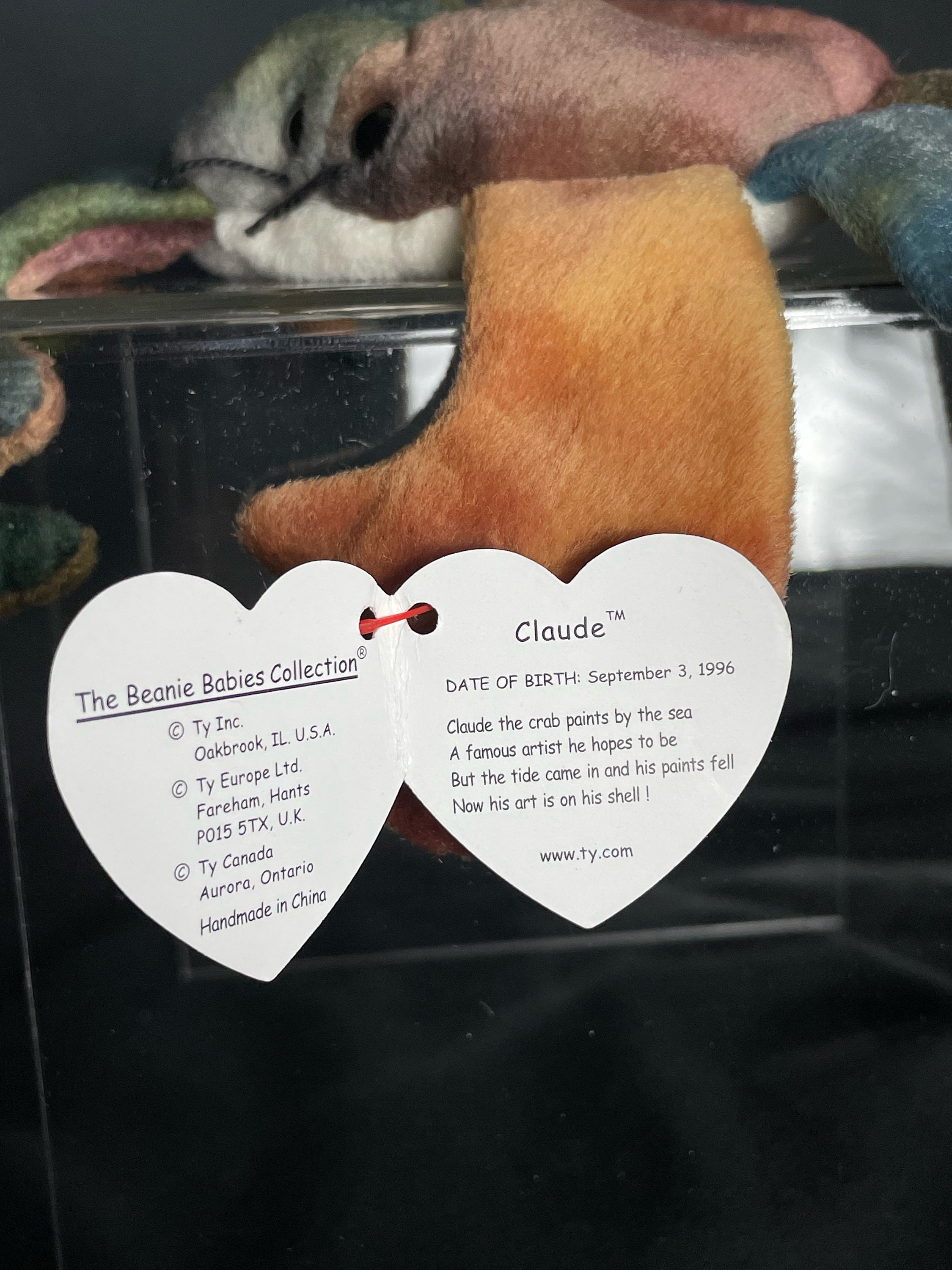 Rare TY Original Beanie Baby CLAUDE the Tie-dyed CRAB 1997 Retired W ...