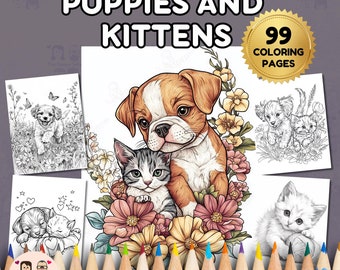coloring pages puppies and kittens