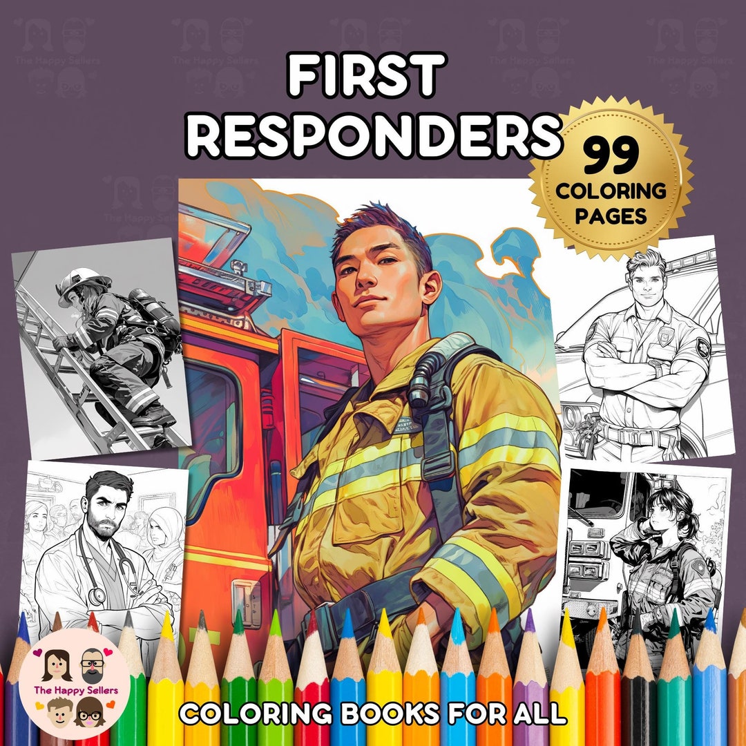 First Responders Coloring Book INSTANT DOWNLOAD 99 Coloring Pages + 2 ...