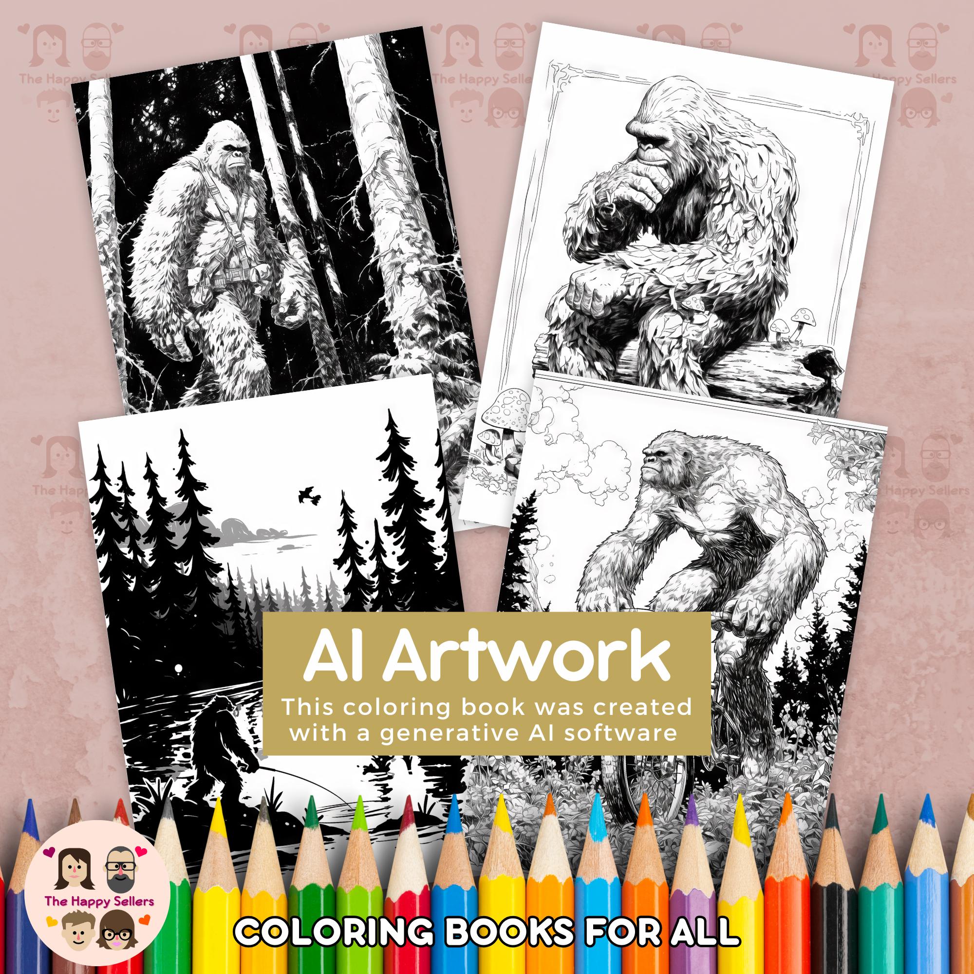 Bigfoot Coloring Book INSTANT DOWNLOAD 99 Coloring Pages + 2 ...