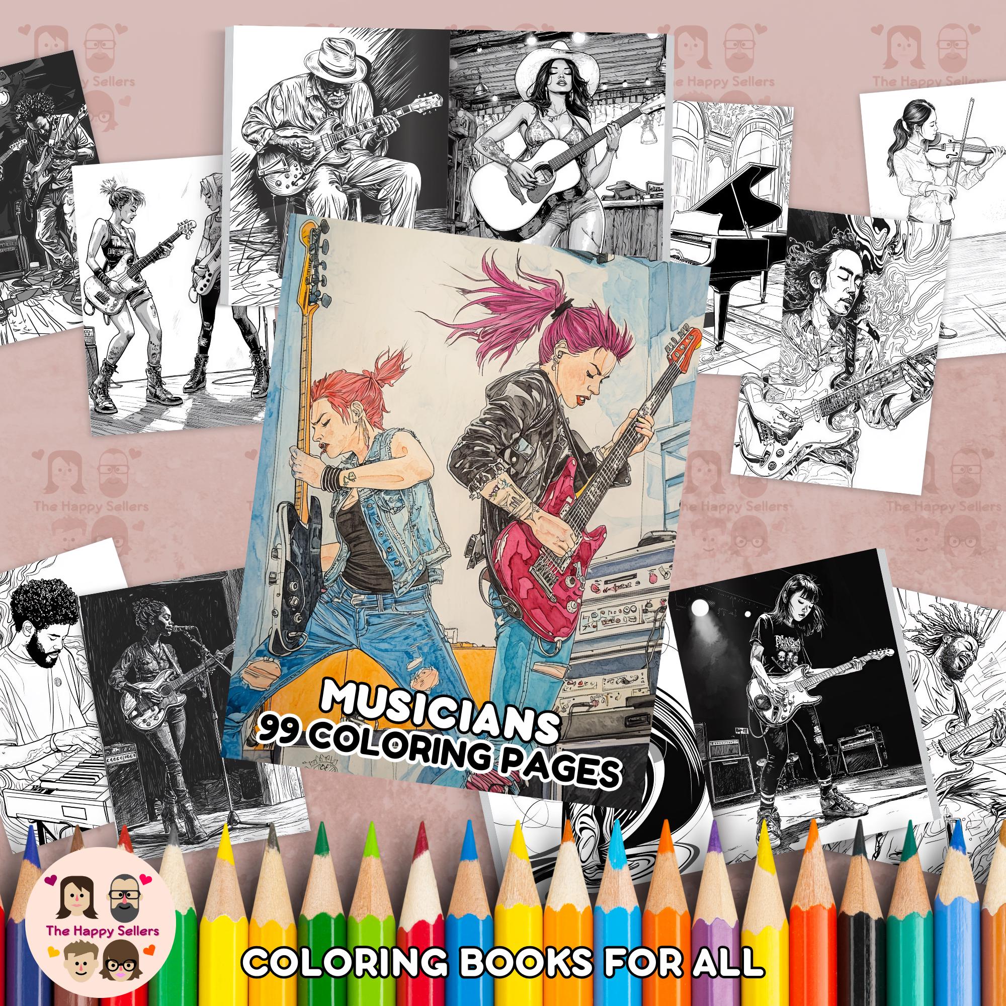 Musicians Coloring Book INSTANT DOWNLOAD 99 Coloring Pages 2 ...