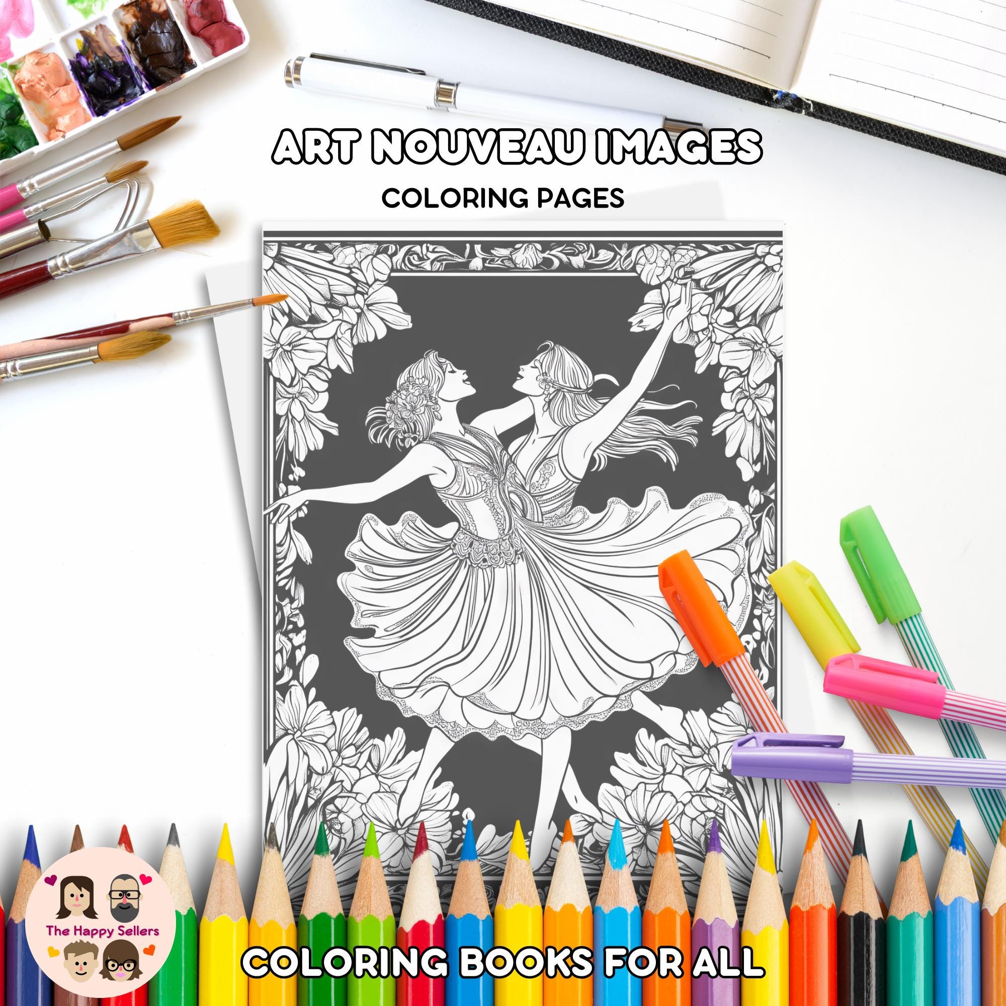 Art Nouveau Images Coloring Book INSTANT DOWNLOAD 99 Coloring Pages 2 ...