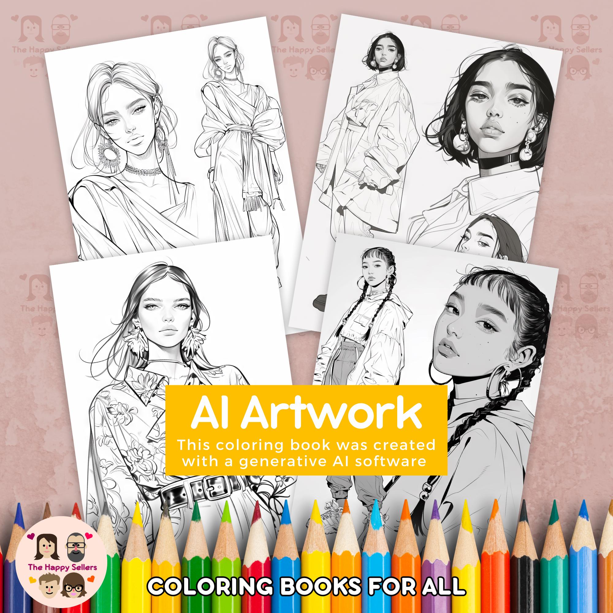Fashion Models Coloring Book INSTANT DOWNLOAD 99 Coloring Pages 2 ...