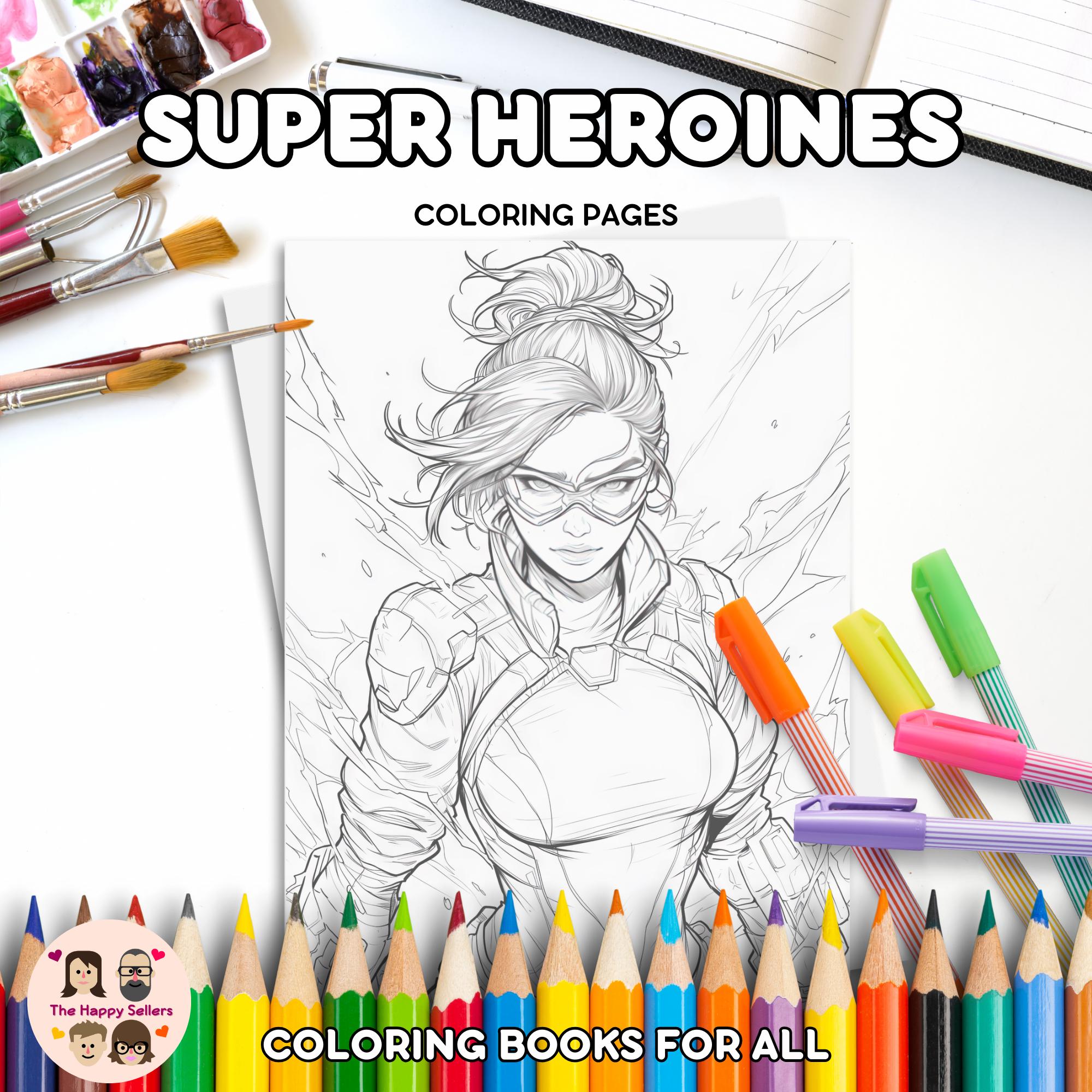 Super Heroines Coloring Book INSTANT DOWNLOAD 99 Coloring Pages + 2 ...
