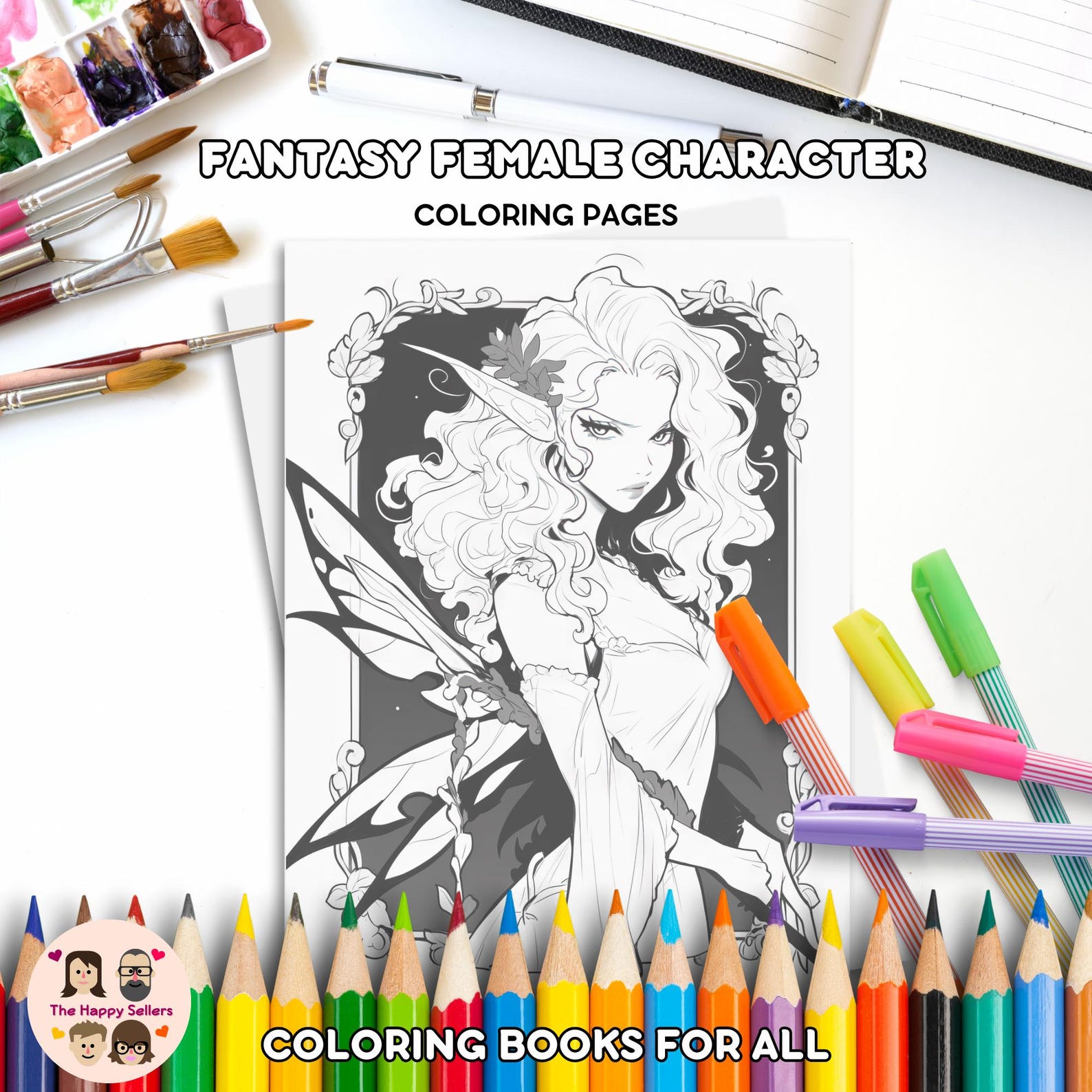 Fantasy Female Character Coloring Book INSTANT DOWNLOAD 99 Pages + 2 ...