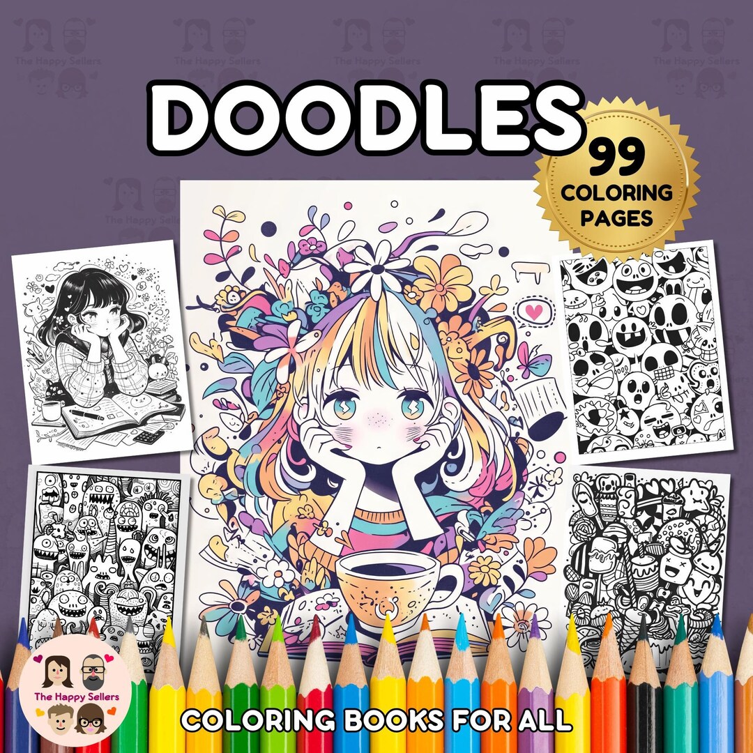 Doodles Coloring Book INSTANT DOWNLOAD 99 Quirky Coloring Pages + 2 ...