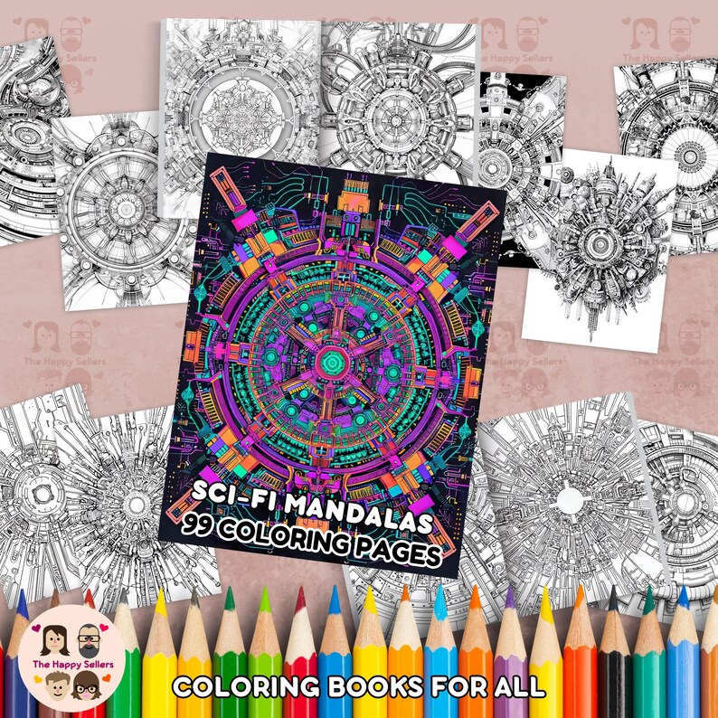 Sci-fi Mandalas Coloring Book INSTANT DOWNLOAD 99 Coloring Pages + 2 Inspirational Color Images ...