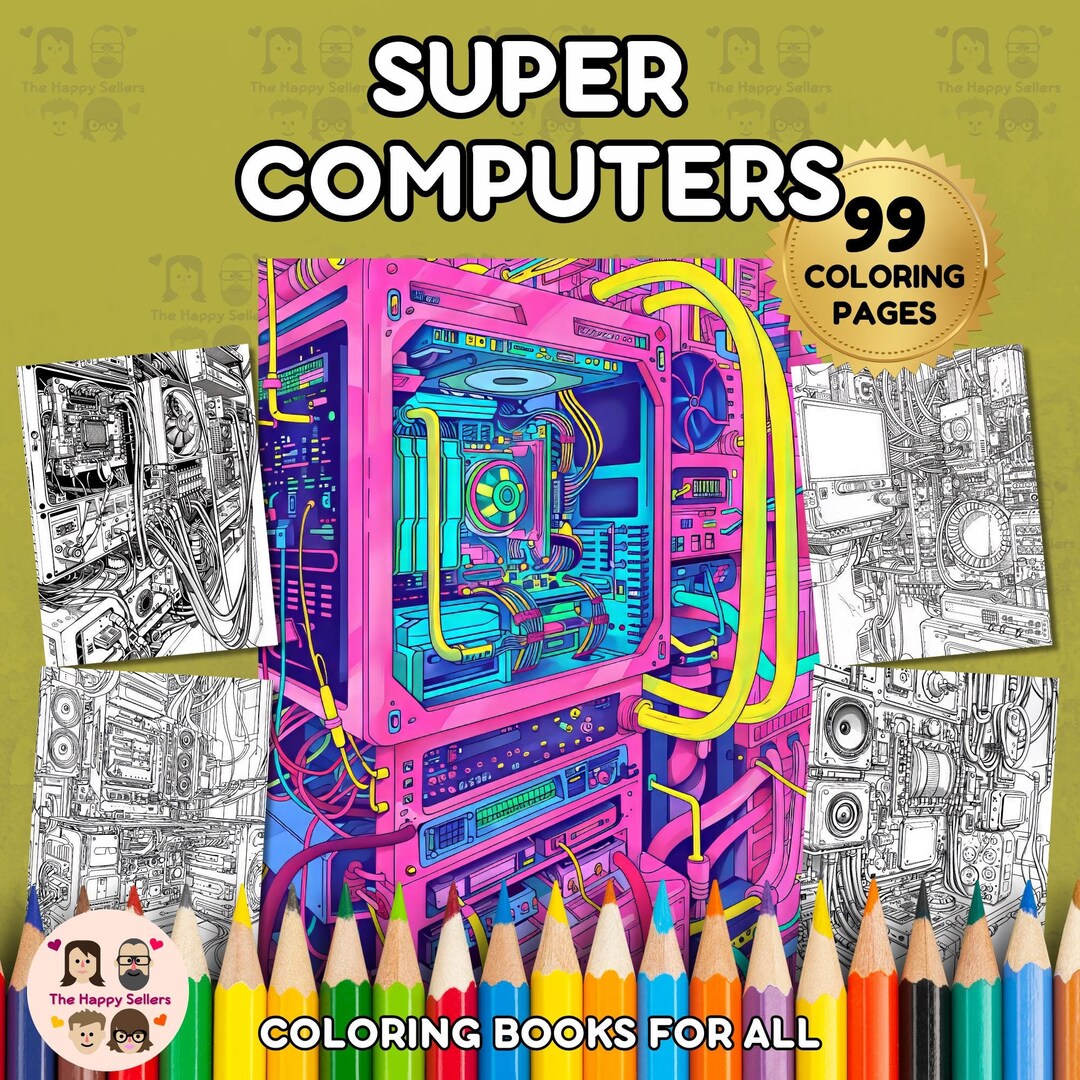 Super Computers Coloring Book INSTANT DOWNLOAD 99 Coloring Pages + 2 ...