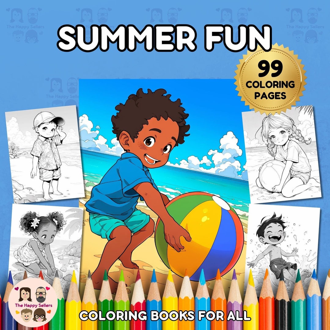 Summer Fun Coloring Book INSTANT DOWNLOAD 99 Summer-themed Coloring ...