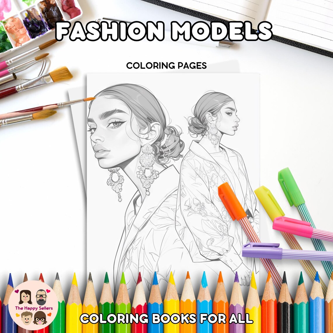 Fashion Models Coloring Book INSTANT DOWNLOAD 99 Coloring Pages 2 ...