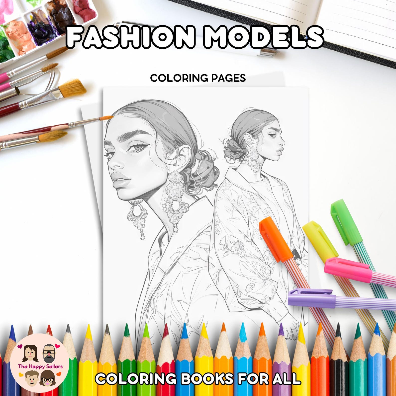 Fashion Models Coloring Book INSTANT DOWNLOAD 99 Coloring Pages + 2 ...
