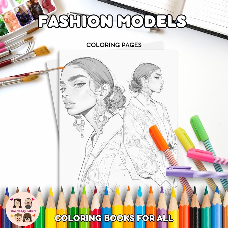 Fashion Models Coloring Book INSTANT DOWNLOAD 99 Coloring Pages 2 ...