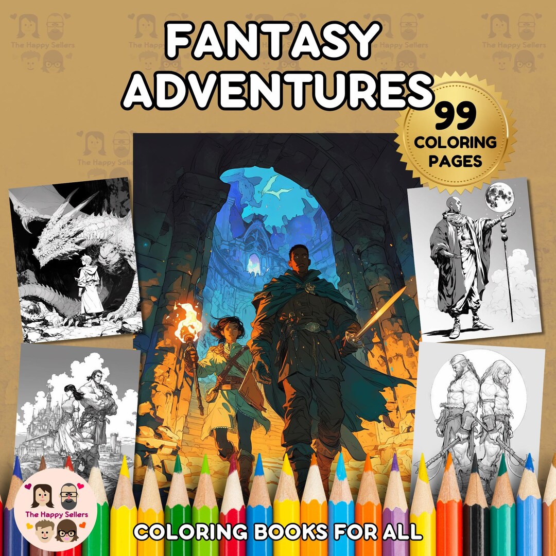 Fantasy Adventures Coloring Book INSTANT DOWNLOAD 99 Coloring Pages + 2 ...