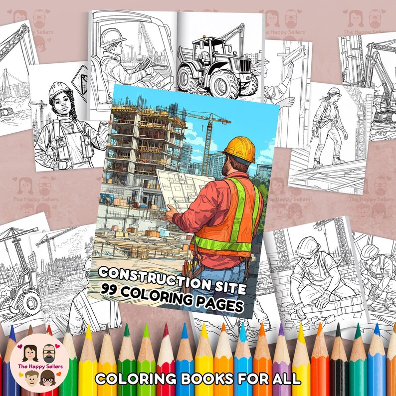 Construction Site Coloring Book INSTANT DOWNLOAD 99 Coloring Pages + 2 ...