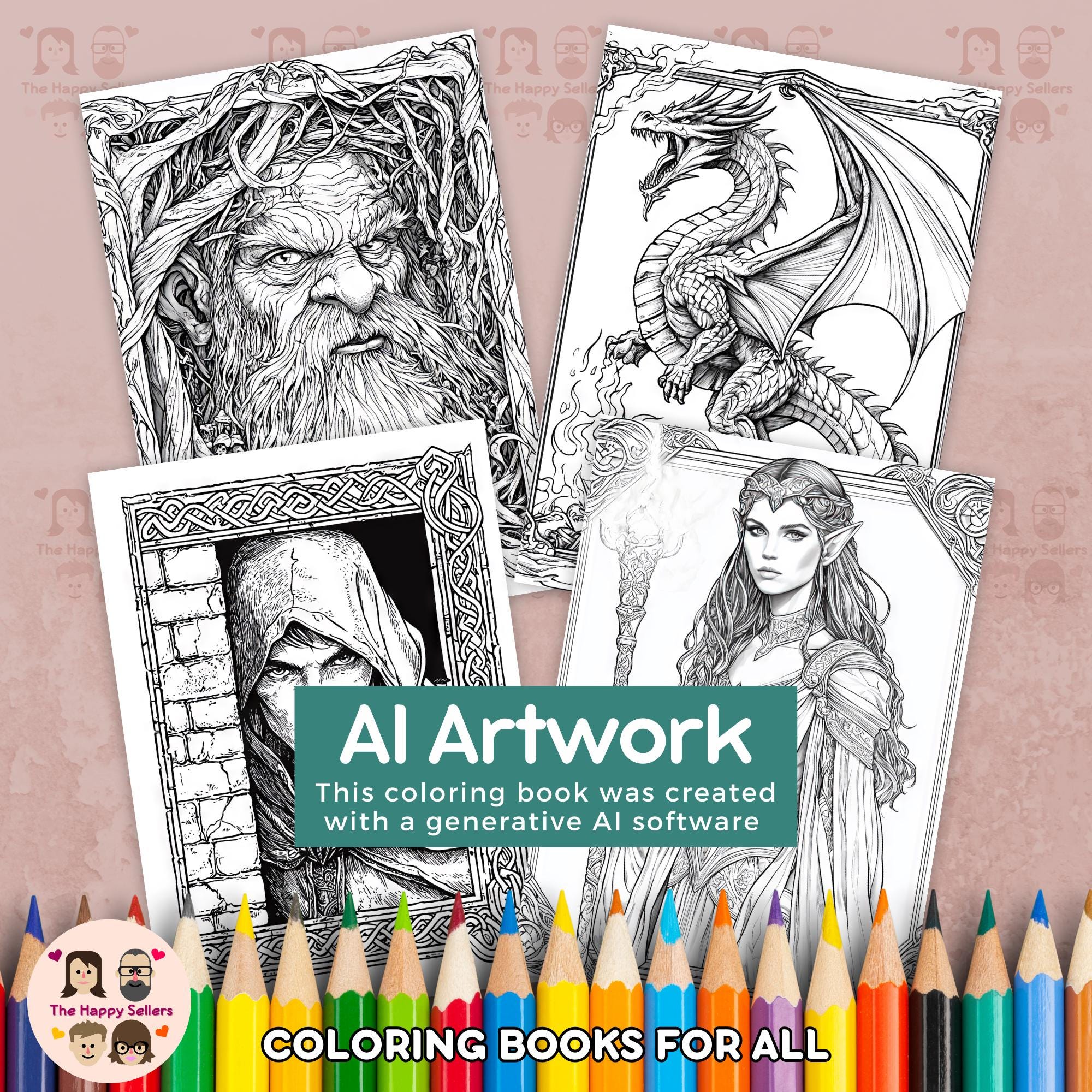 Fantasy Characters Coloring Book INSTANT DOWNLOAD 99 Coloring Pages + 2 ...