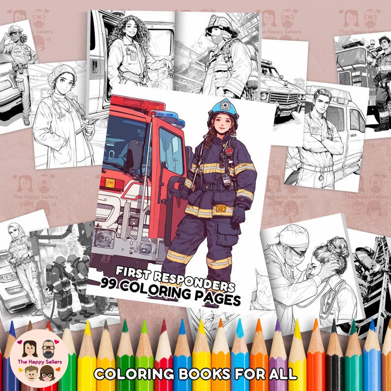 First Responders Coloring Book INSTANT DOWNLOAD 99 Coloring Pages + 2 ...
