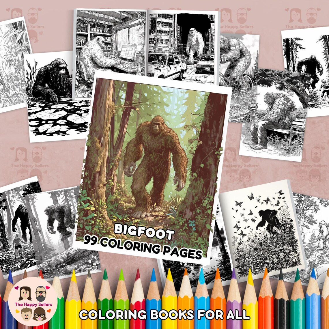 Bigfoot Coloring Book INSTANT DOWNLOAD 99 Coloring Pages + 2 ...
