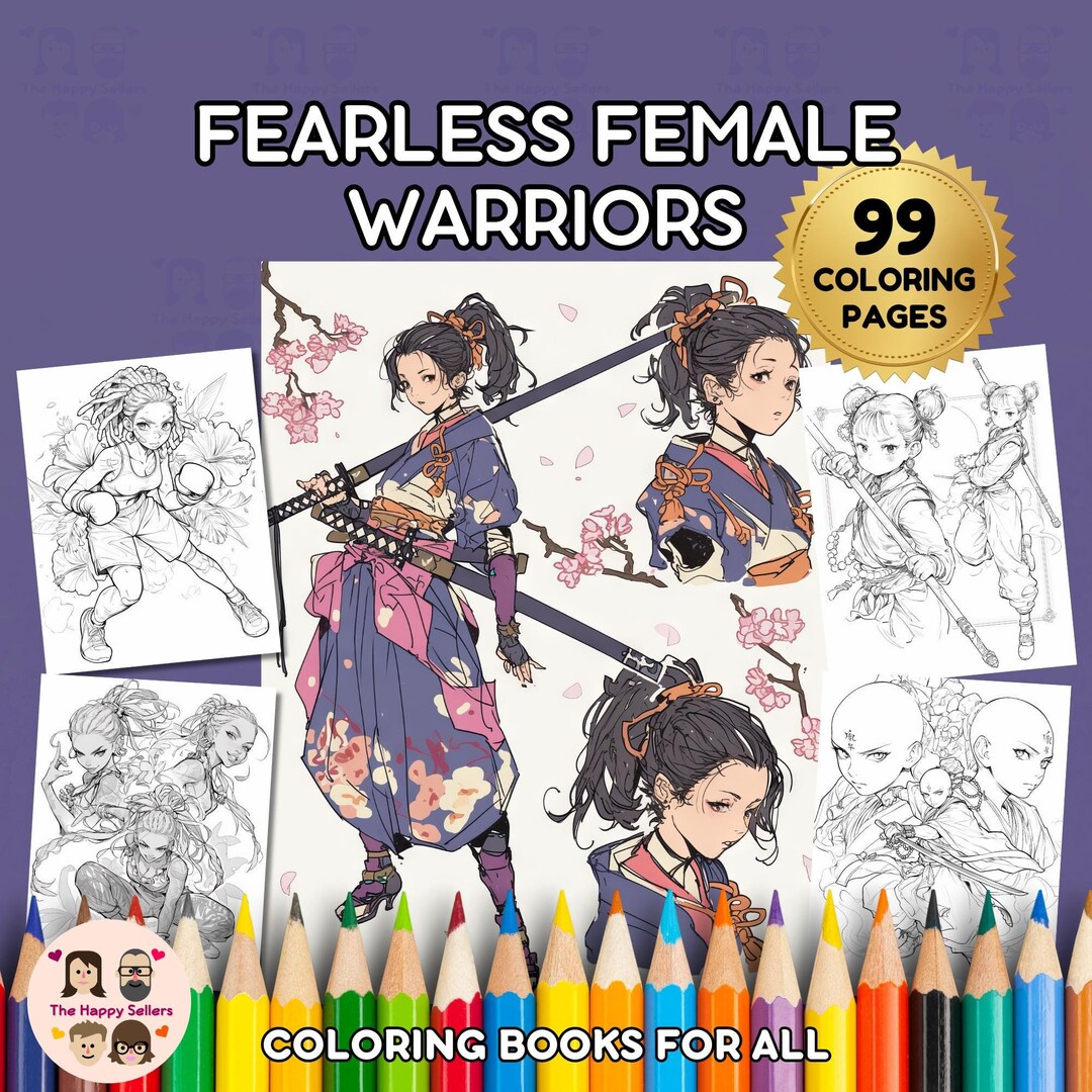 Fearless Female Warriors Coloring Book INSTANT DOWNLOAD 99 Pages + 2 ...