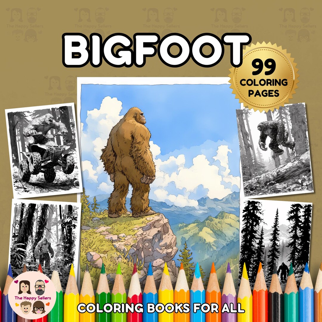 Bigfoot Coloring Book INSTANT DOWNLOAD 99 Coloring Pages + 2 ...