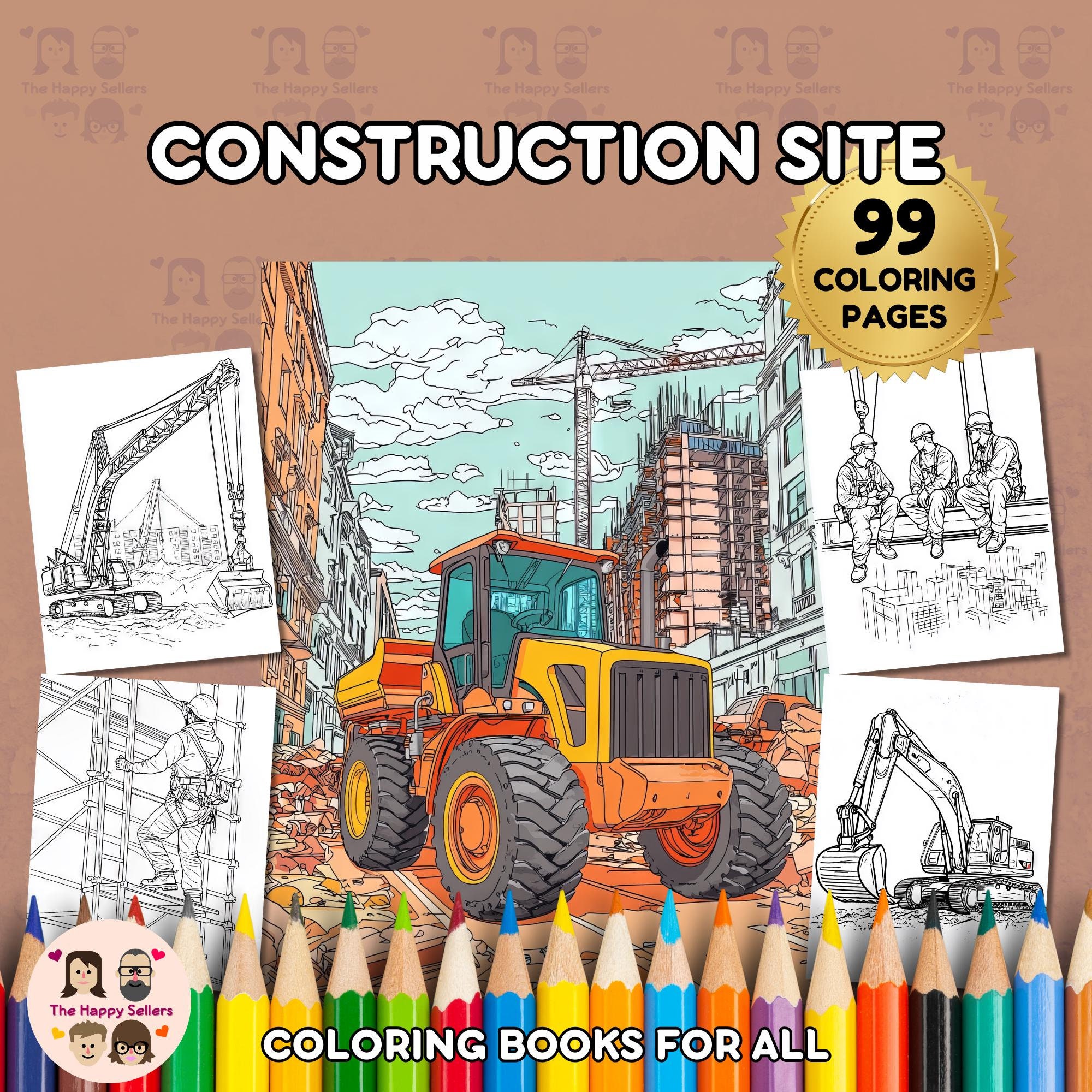 Construction Site Coloring Book INSTANT DOWNLOAD 99 Coloring Pages + 2 ...