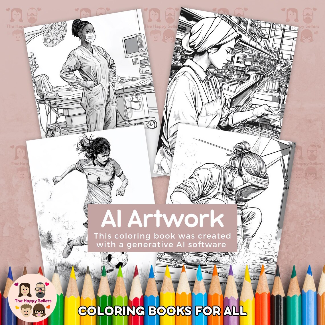 Women at Work Coloring Book INSTANT DOWNLOAD 99 Coloring Pages + 2 ...