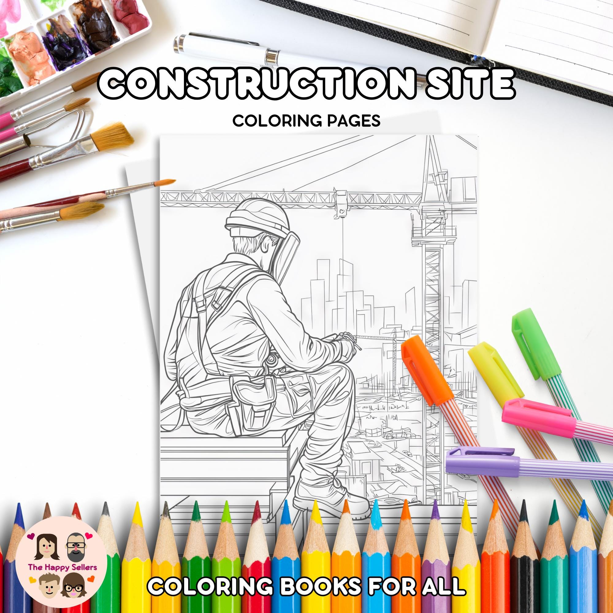Construction Site Coloring Book INSTANT DOWNLOAD 99 Coloring Pages + 2 ...