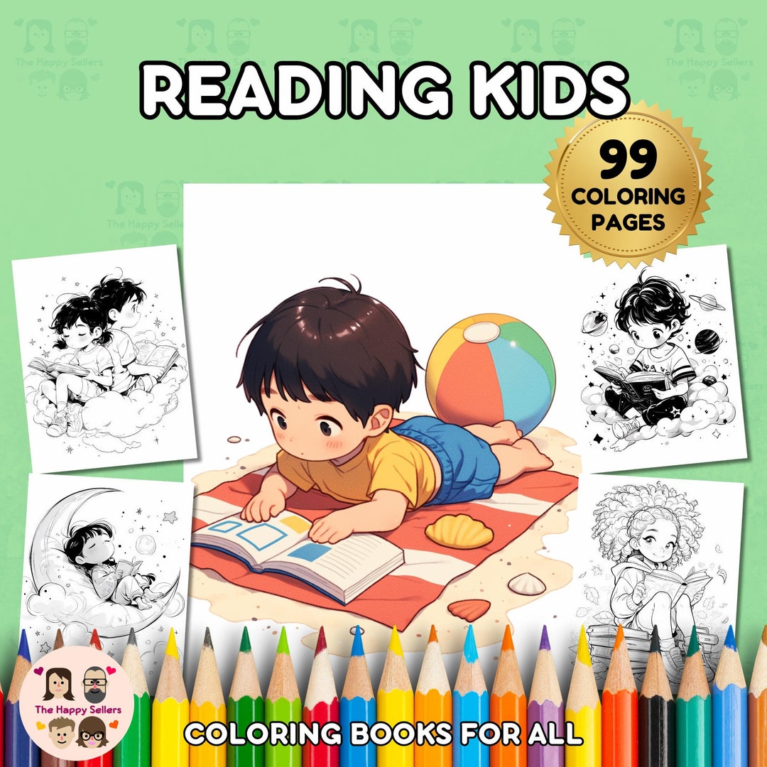 Reading Kids Coloring Book INSTANT DOWNLOAD 99 Coloring Pages + 2 ...