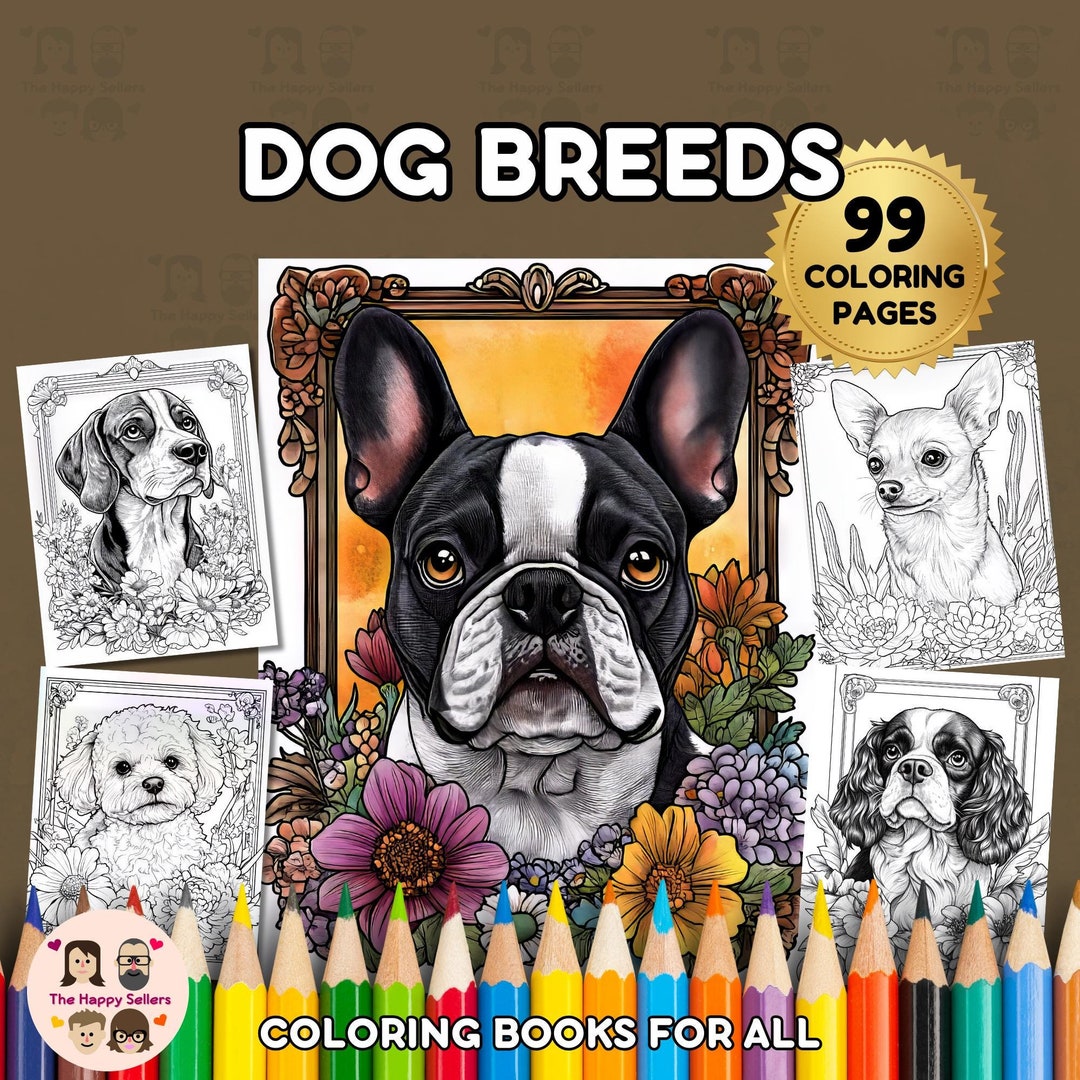 Dog Breeds Coloring Book INSTANT DOWNLOAD 99 Coloring Pages + 2 ...