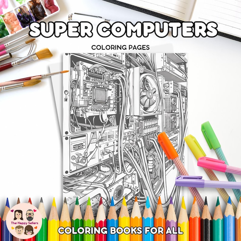 Super Computers Coloring Book INSTANT DOWNLOAD 99 Coloring Pages + 2 ...