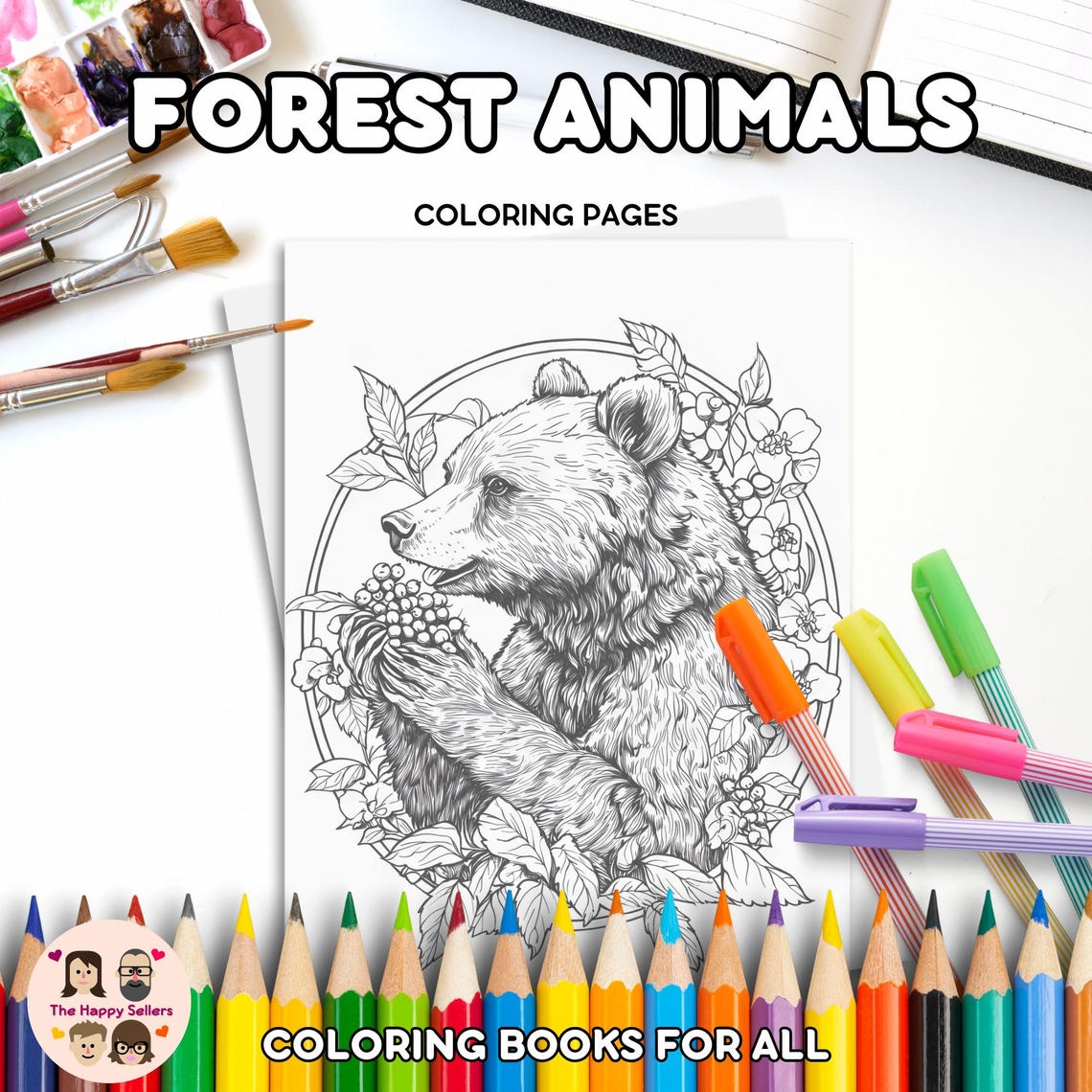 Forest Animals Coloring Book INSTANT DOWNLOAD 99 Coloring Pages + 2 ...