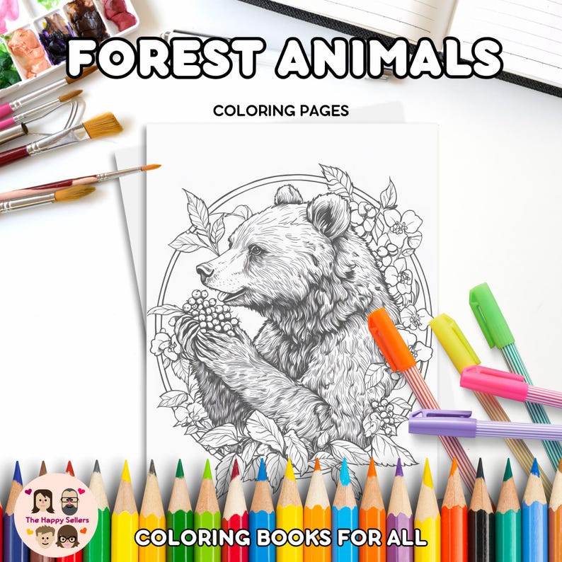Forest Animals Coloring Book INSTANT DOWNLOAD 99 Coloring Pages + 2 ...