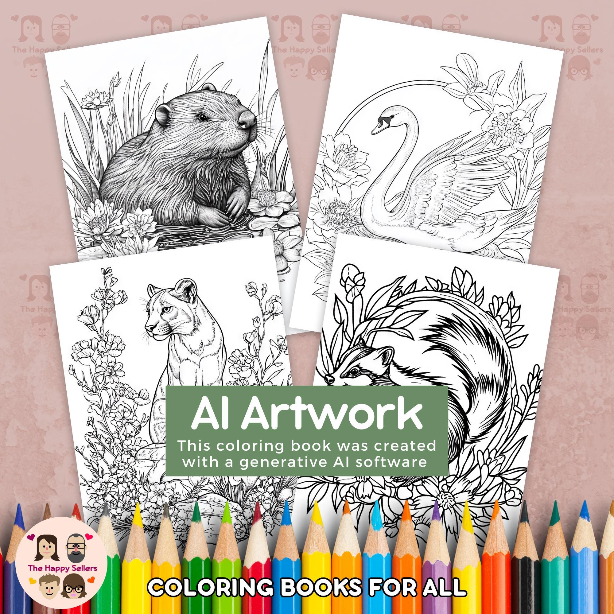 Forest Animals Coloring Book INSTANT DOWNLOAD 99 Coloring Pages + 2 ...